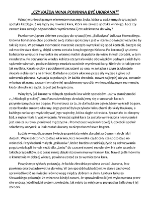 Rozprawka balladyna - Napisz rozprawkę, w której udowodnisz, że nie ma ...