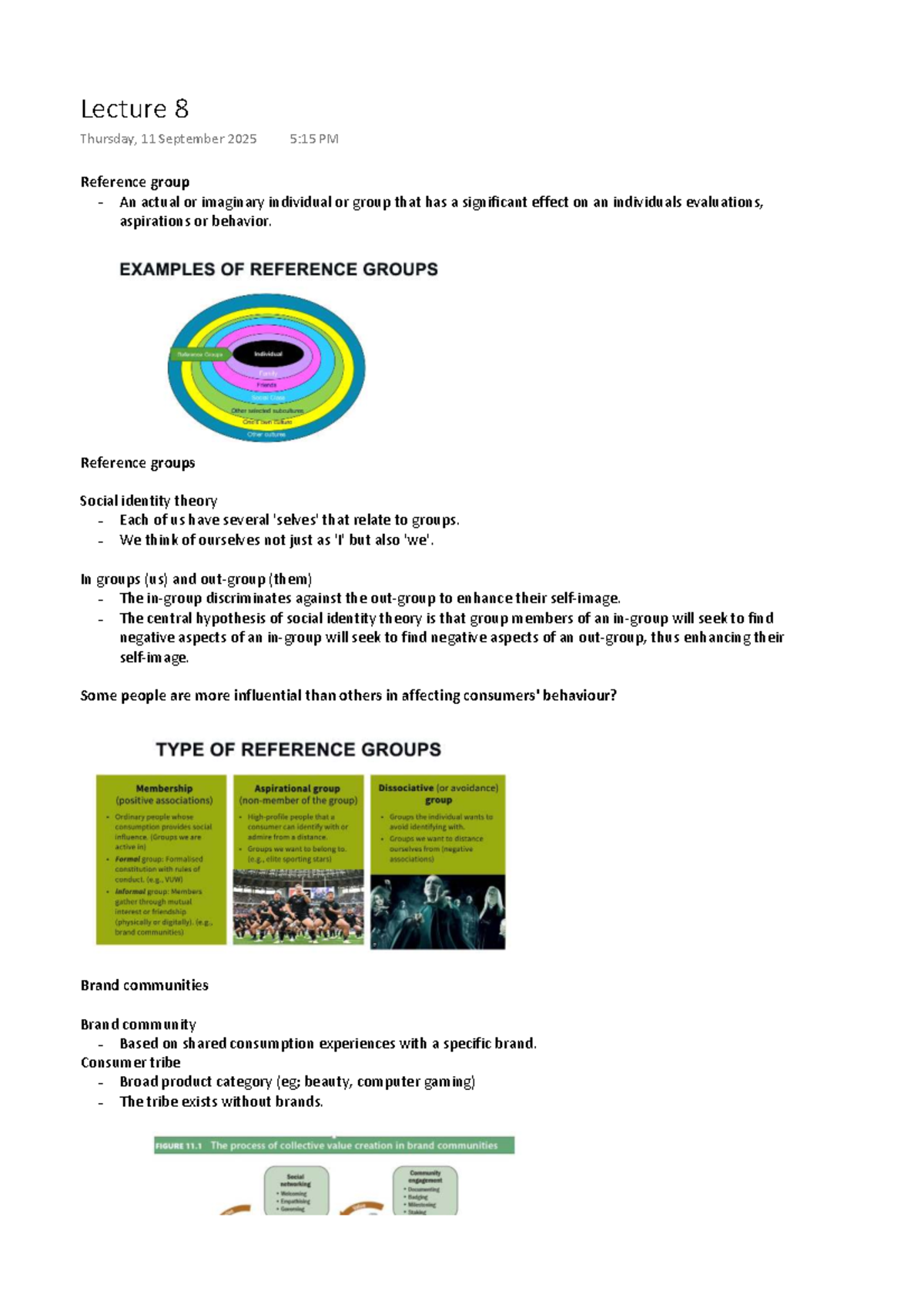Lecture 8: Reference Groups and Social Identity Theory Insights - Studocu