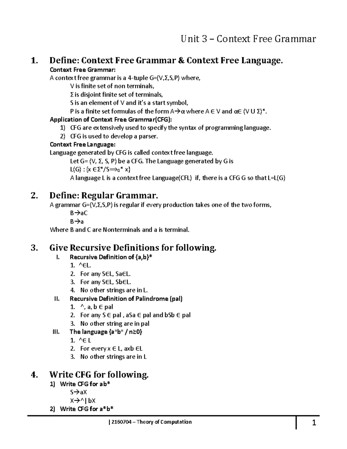 TOC W-2022 Paper Solution - Theory of Computation - Studocu