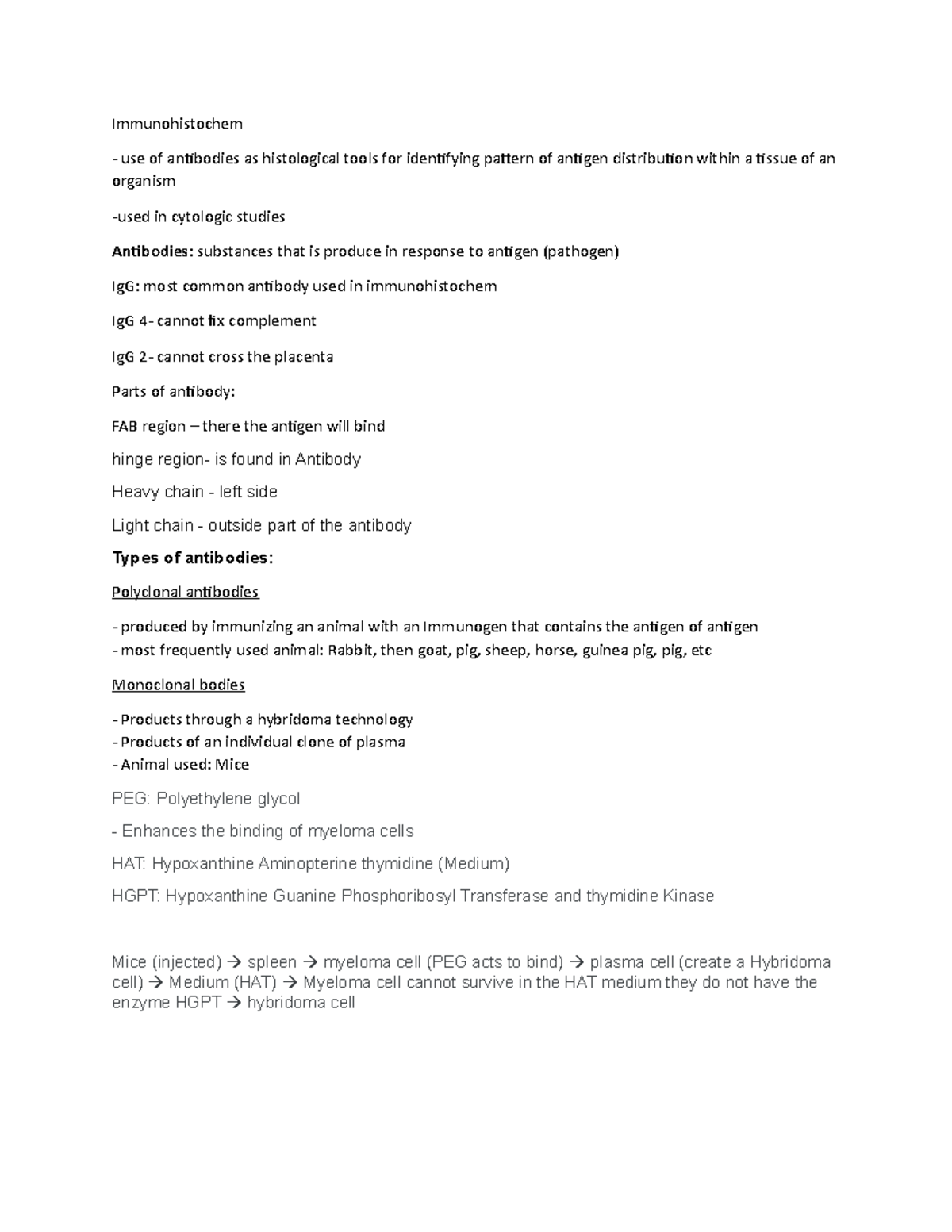 Immunohistochemistry Study Notes: Techniques and Antigens - Studocu