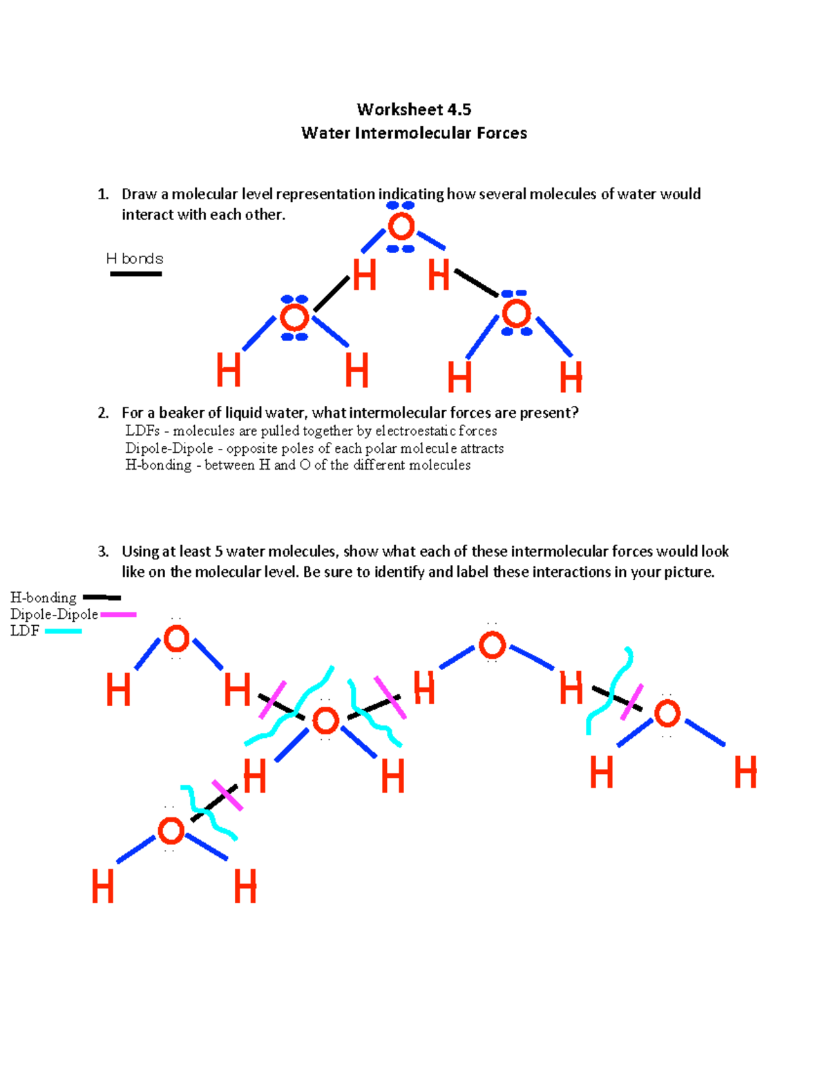 CHEM1061 Worksheet 4.5 - Water Intermolecular Forces Analysis - Studocu