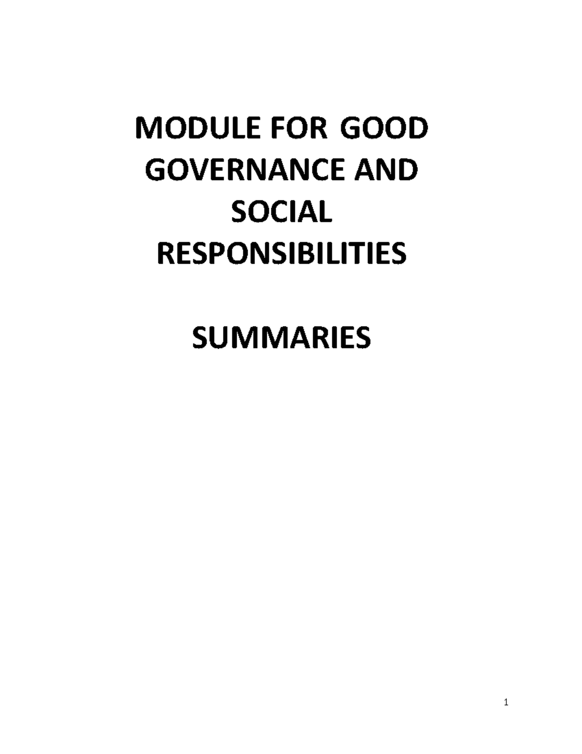 Good Governance and Social Responsibility Summaries Chapter 6 to 10 ...