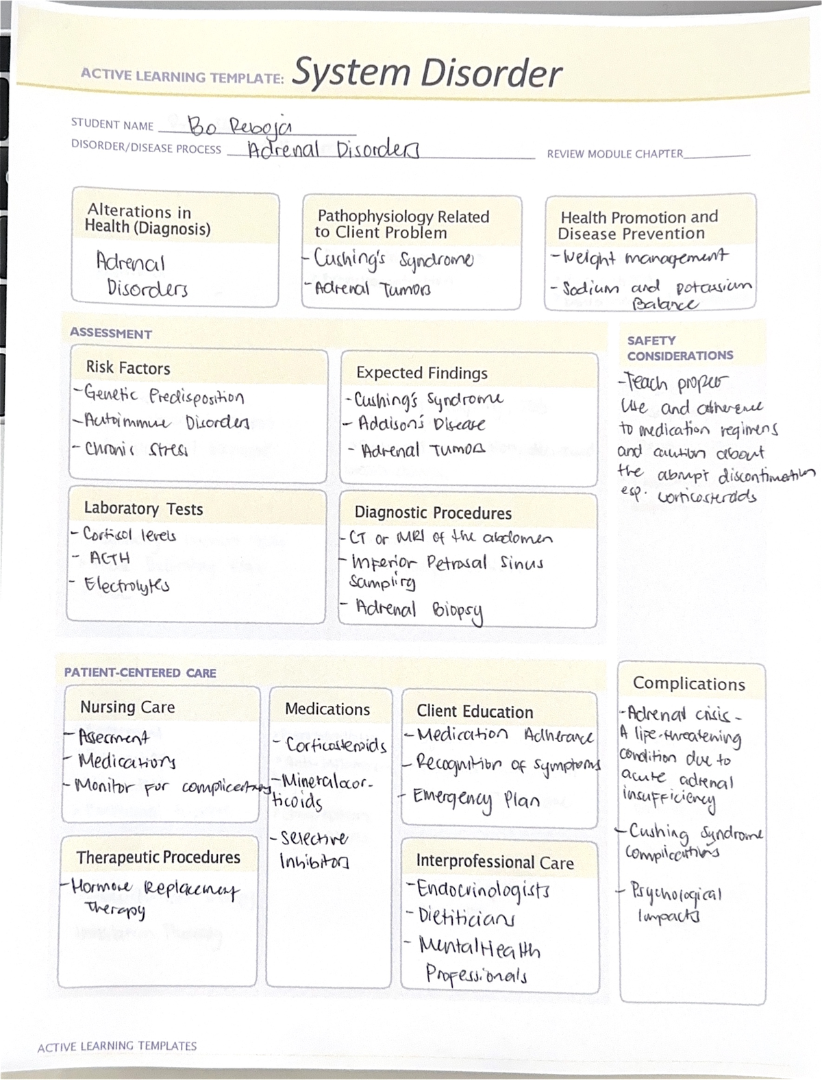 ACTIVE LEARNING TEMPLATE: System Disorders and Immunizations (Health ...