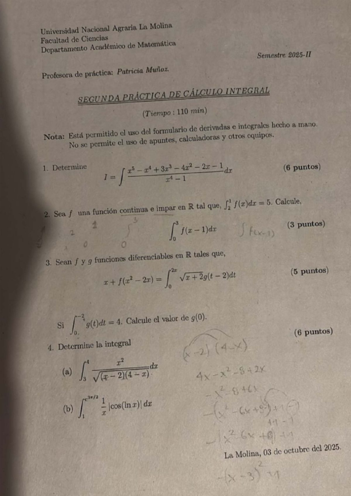 Segunda Práctica de Cálculo Integral - MAT 2025-11 - Studocu