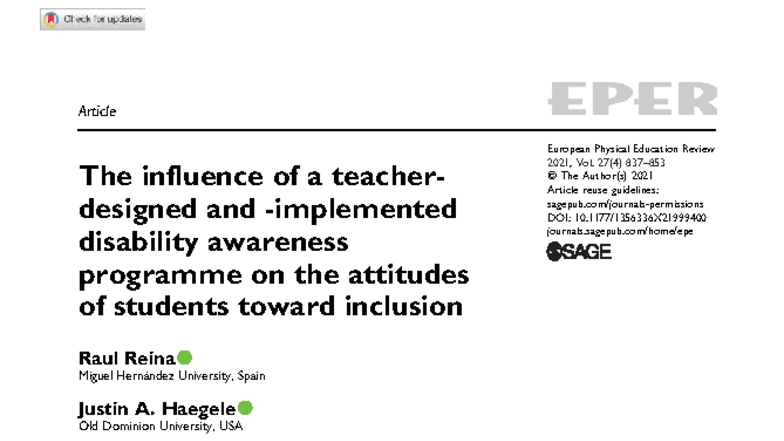 The Impact of a Disability Awareness Program on PE Students' Inclusion ...