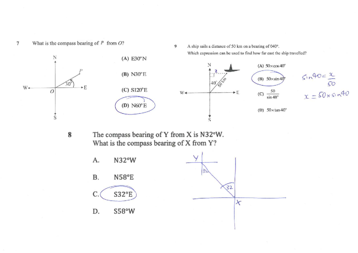 Math 101: Bearings and Trigonometry Problems Explained - Studocu