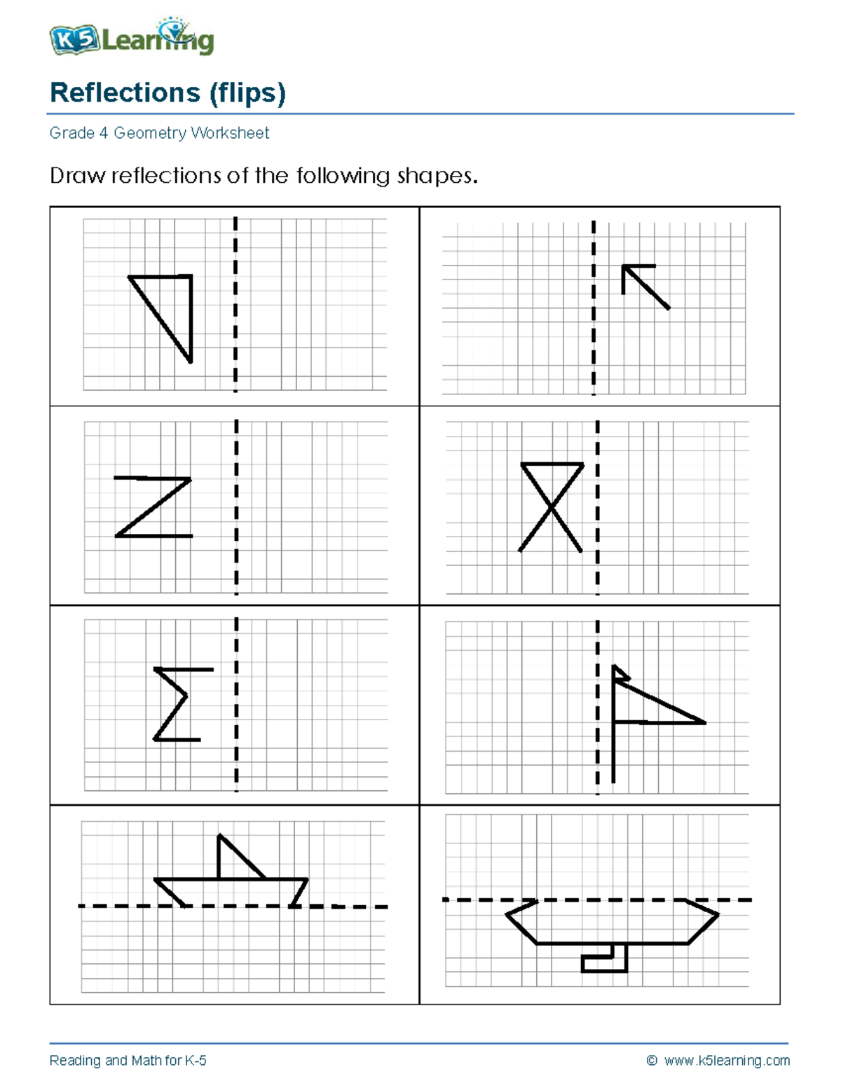 Grade 4 geometry reflections b - Reading and Math for K-5 © k5learning ...