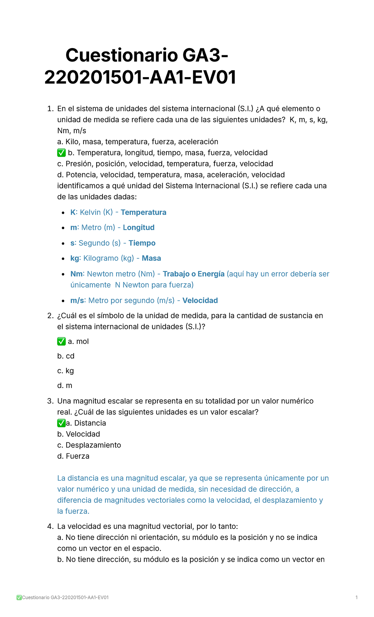Cuestionario GA3-2202015 01-AA1-EV: Unidades y Magnitudes en Física ...