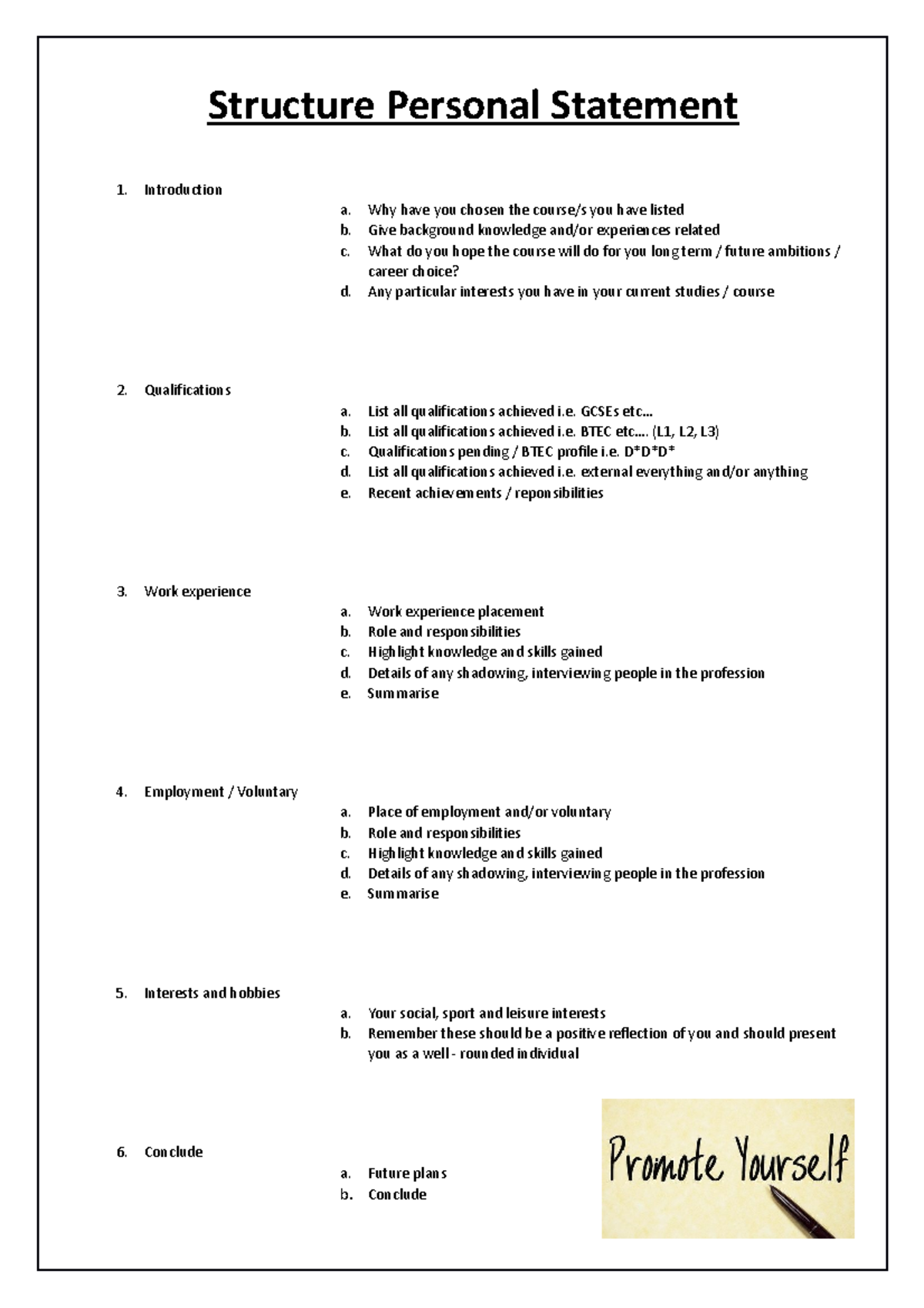 Personal Statement Guide - Structure & Tips - Studocu