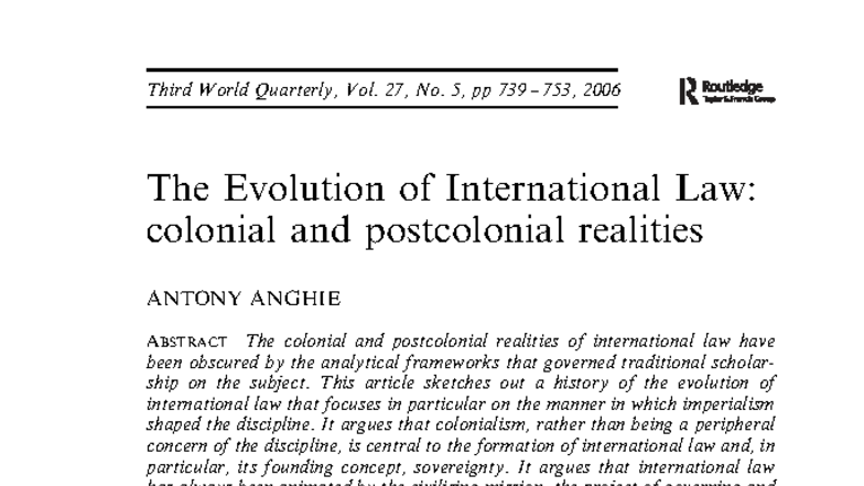 The Evolution of International Law: Colonial and Postcolonial ...