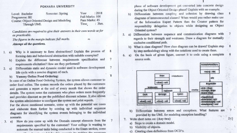 UML-18 Spring - Object Oriented Design Exam Questions and Concepts ...