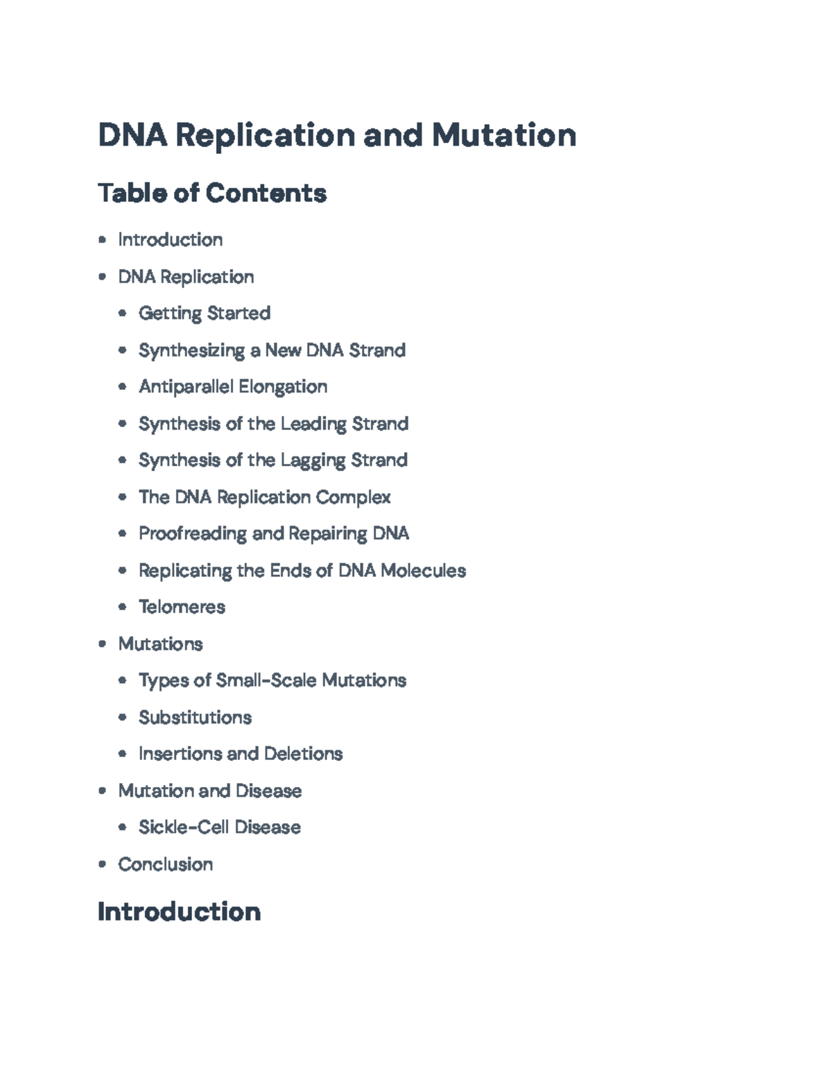 DNA Replication and Mutation: Concepts and Mechanisms in Biology - DNA ...