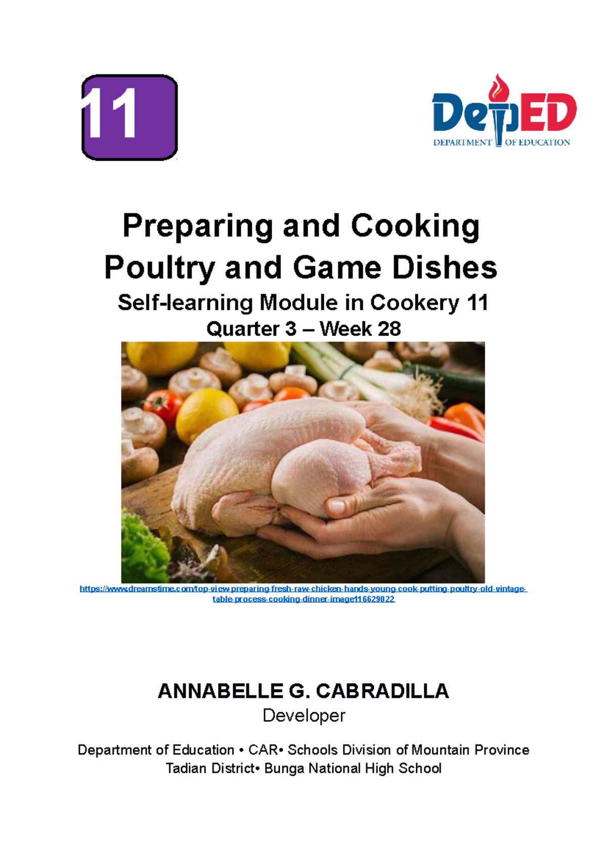 Cookery 11: Preparing Poultry and Game Dishes Module for Week 28 - Studocu