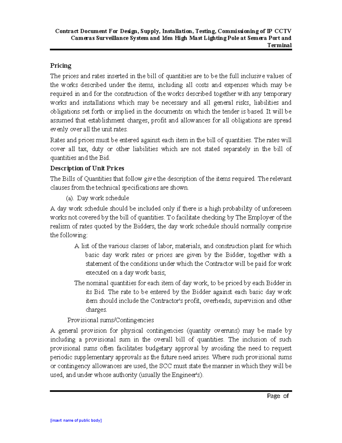 Contract Document for Design & Installation of IP CCTV & Lighting at ...