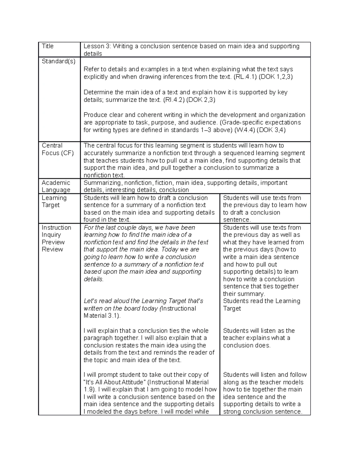 WGU Lesson Plan Example - Direct Instruc,on Lesson Plan- Allison ...