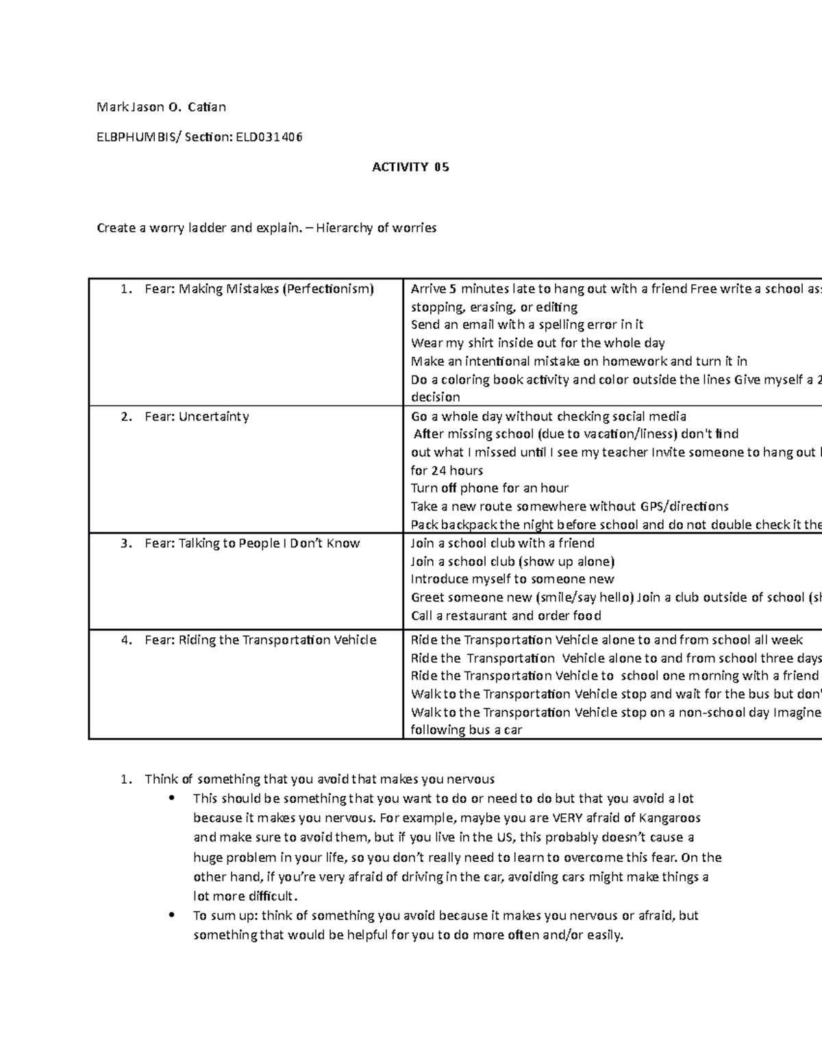 Elbphumbis Activity 05 Catian - Mark Jason O. Catian ELBPHUMBIS ...