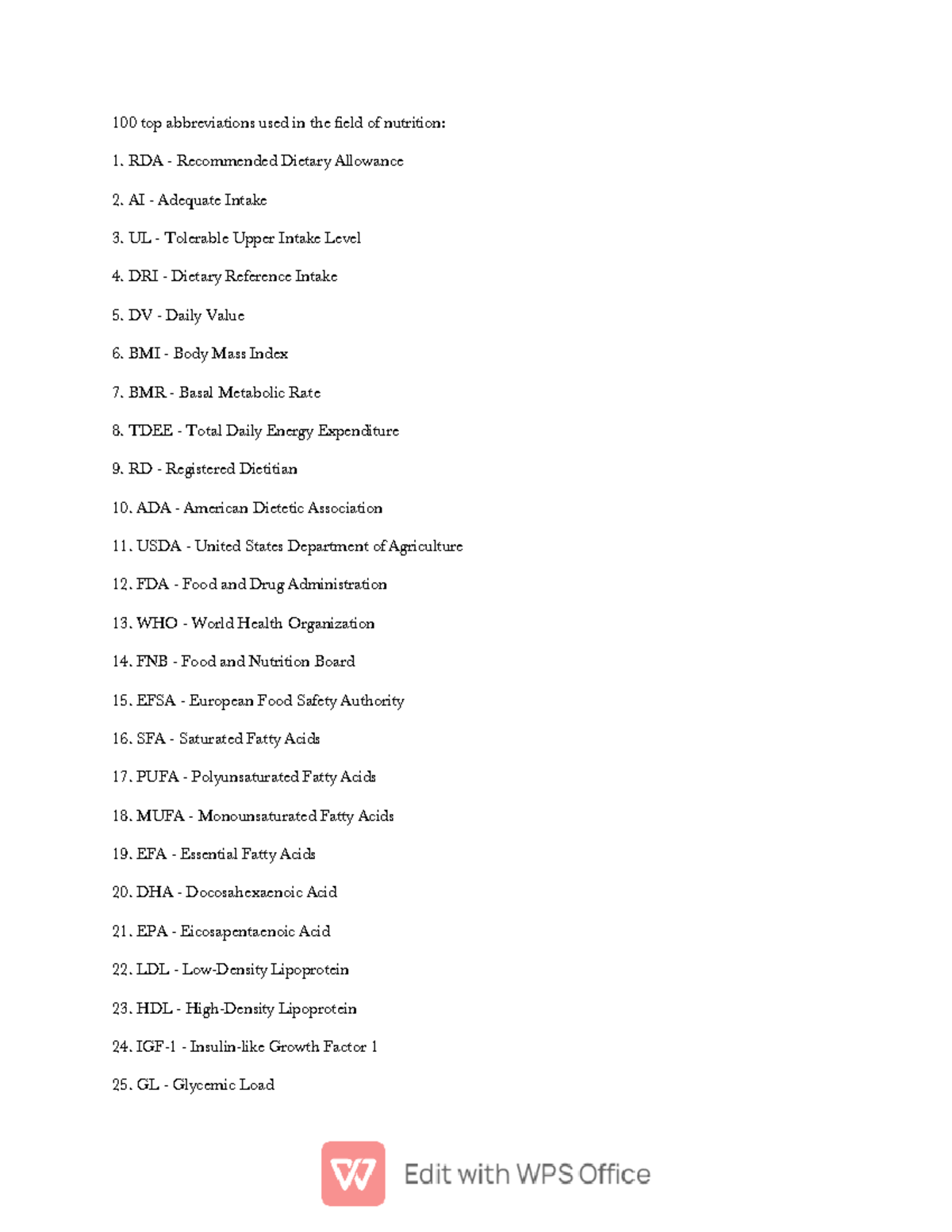 Nutrition Abbreviations: 100 Essential Terms for Understanding ...