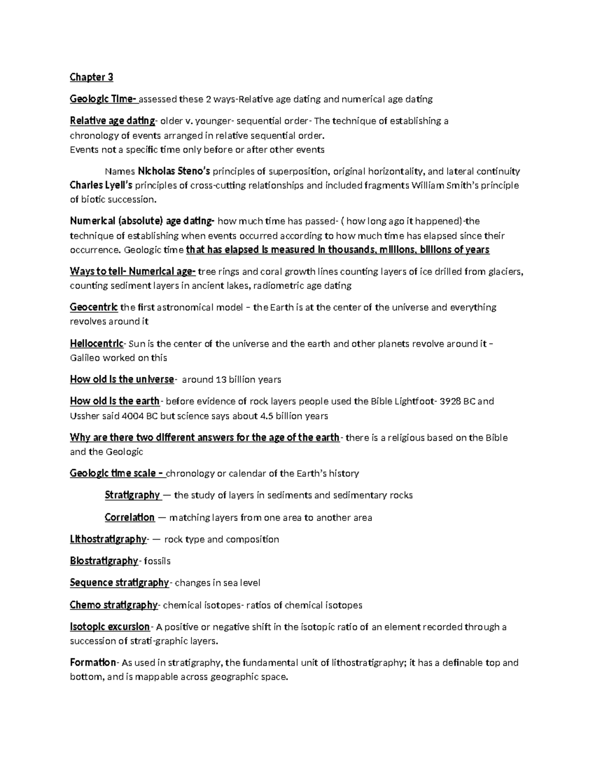Geologic Time and Classification in Biology - Chapters 3 & 4 Study ...