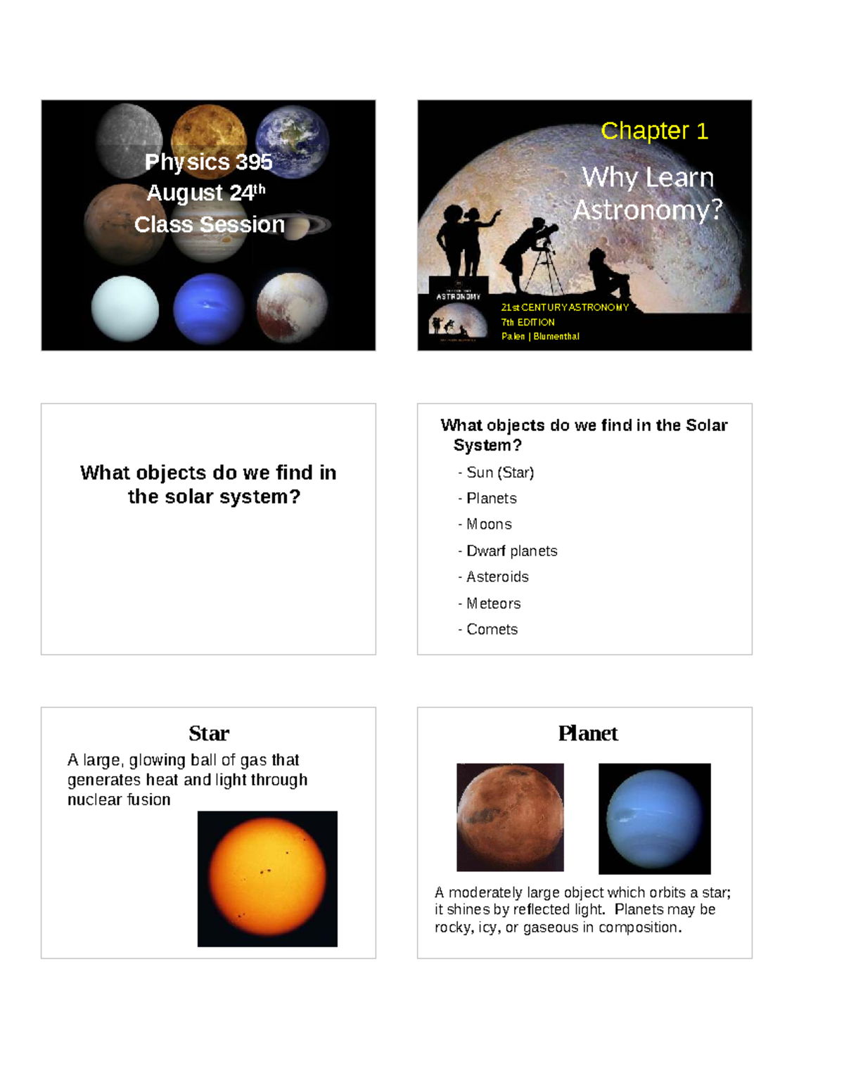 Chapter 1 Physics 395: Our Place in the Universe - 21st Century ...