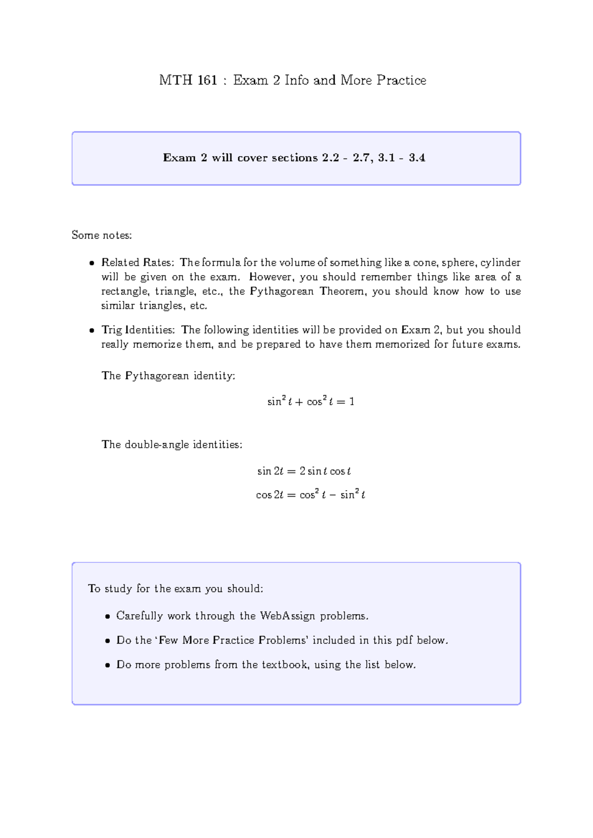 161 EX2 info practice - Vega - MTH 161 : Exam 2 Info and More Practice ...