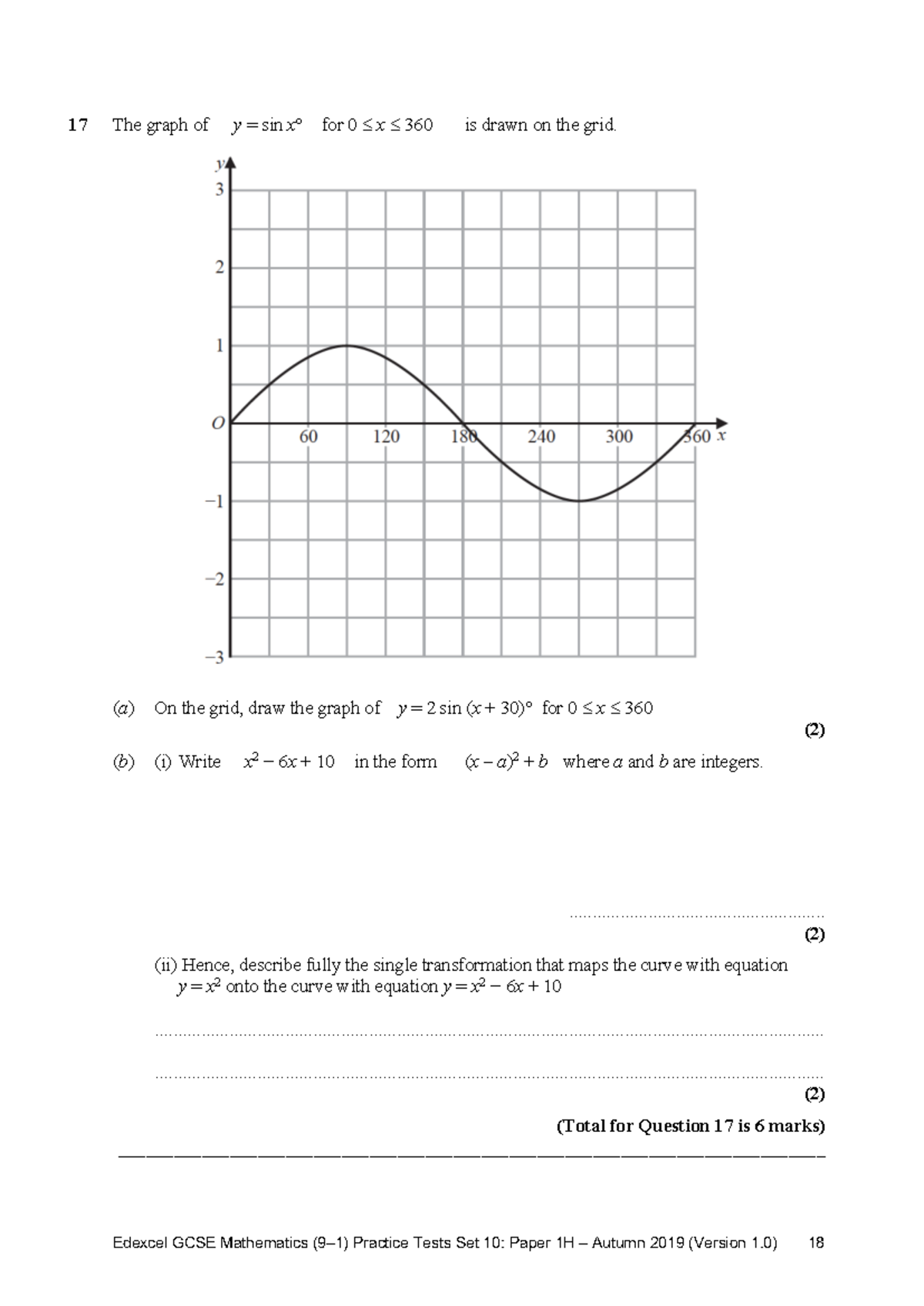 Edexcel GCSE Maths Practice Test Set 10: Paper 1H Solutions and Graphs ...