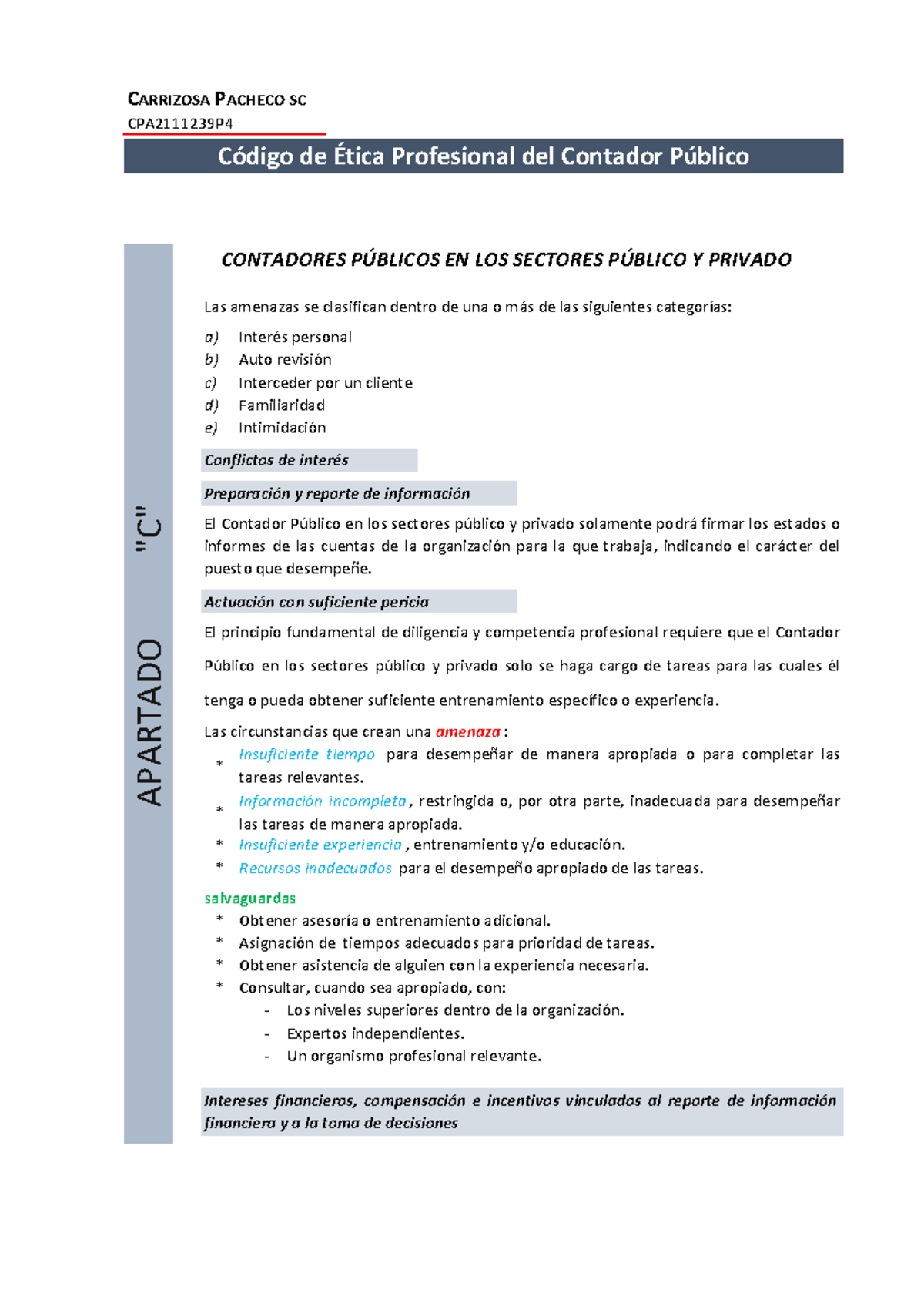 Código de Ética Profesional del Contador Público - Práct Púb y Priv ...