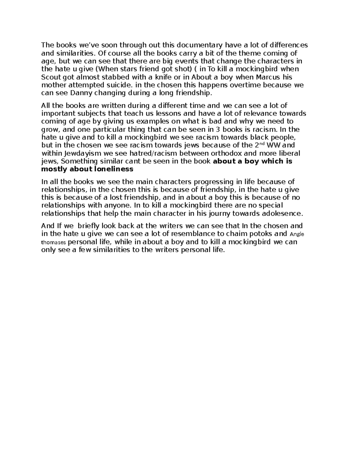 Comparative Study of Coming-of-Age Themes in Literature - Studeersnel