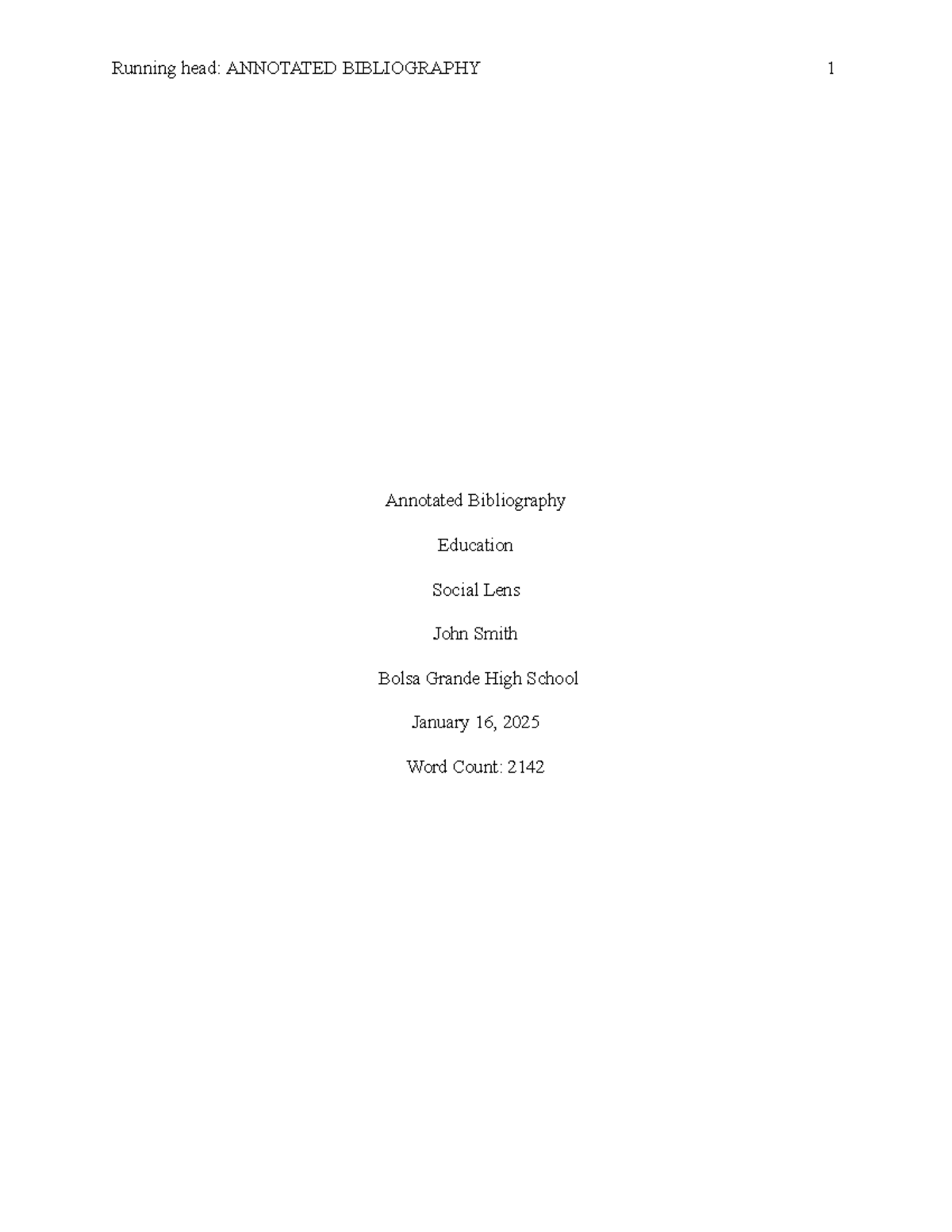 Annotated Bibliography: Education Through a Social Lens (EDU 101) - Studocu