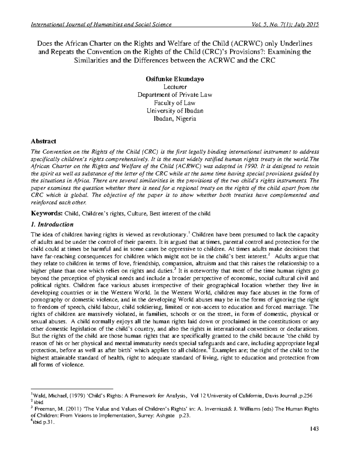 CRC vs ACRWC: Examining Children's Rights in African Context - Studocu