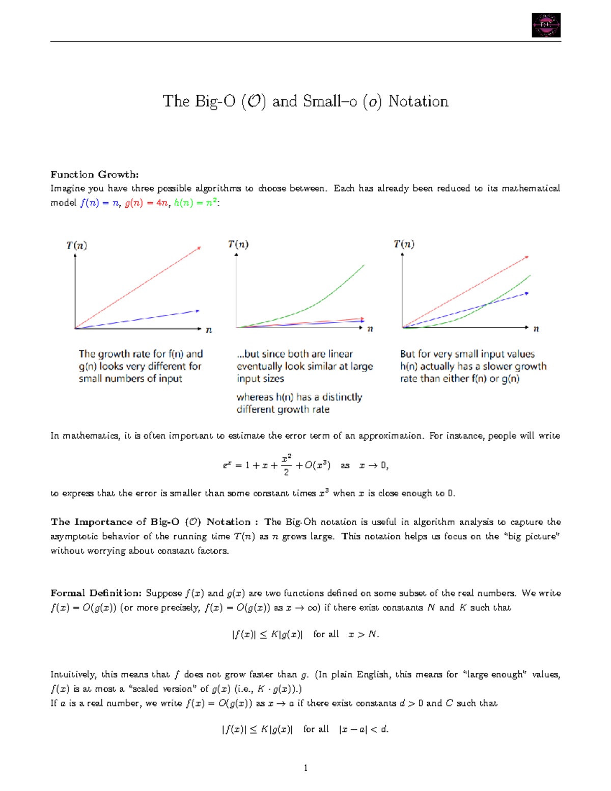 Big O Small o Notation - The Big-O (O) and Small–o (o) Notation ...