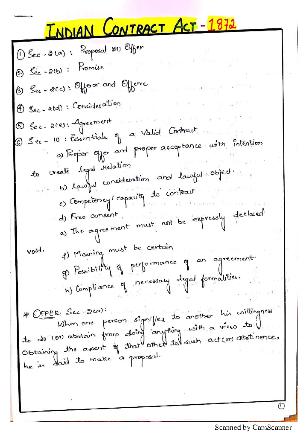 ICA Notes: Key Concepts and Considerations in Contract Law - Studocu