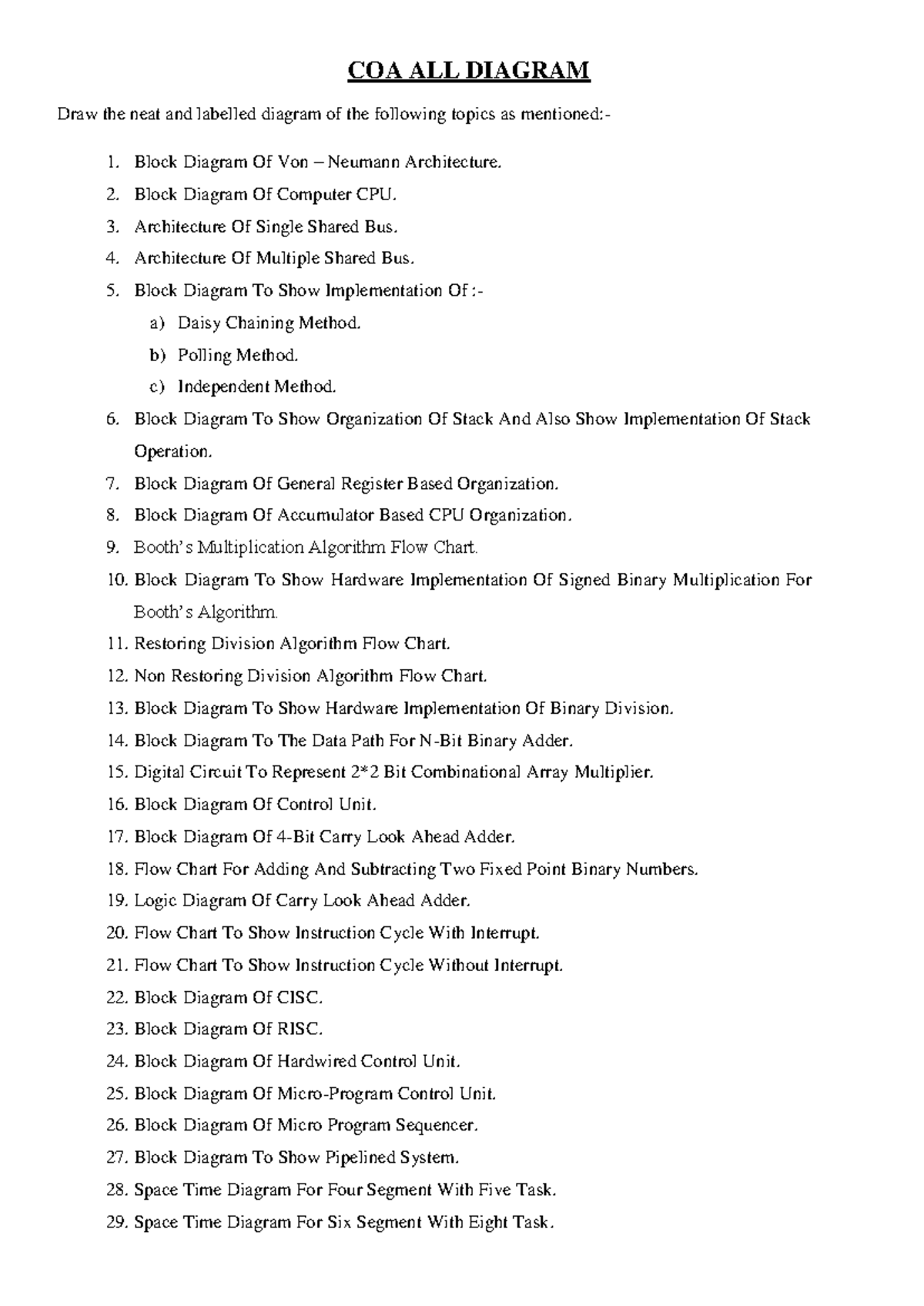 COA Final Exam Study Guide: All Important Diagrams for Architecture ...