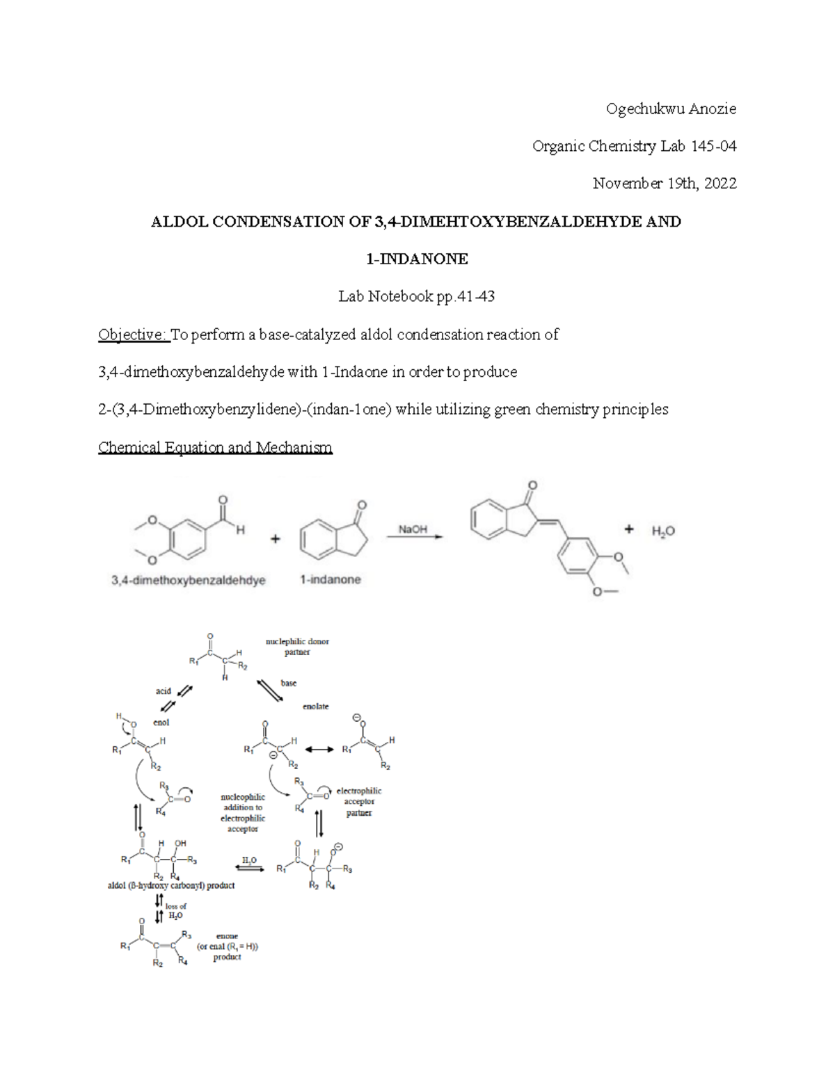 Aldol Condensation Experiment of 3,4-Dimethoxybenzaldehyde & 1-Indanone ...