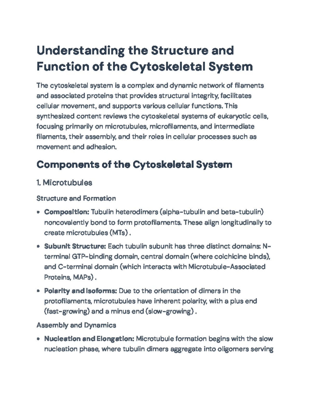 Cytoskeletal System: Structure & Function Insights for Cell Biology ...