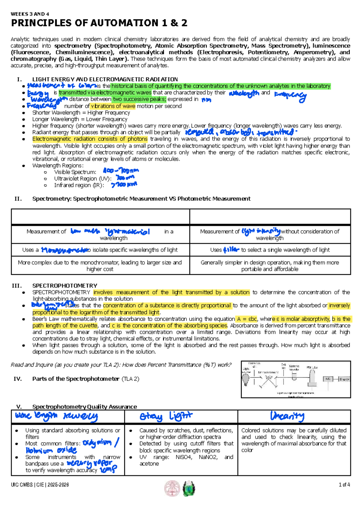 UIC CMBS CIE Weeks 3 & 4 Lecture Notes on Principles of Automation ...