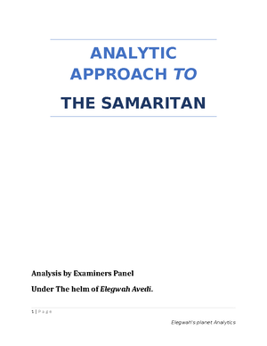 THE Samaritan Setbook Summary - THE SAMARITAN SETBOOK SUMMARY NOTES ...