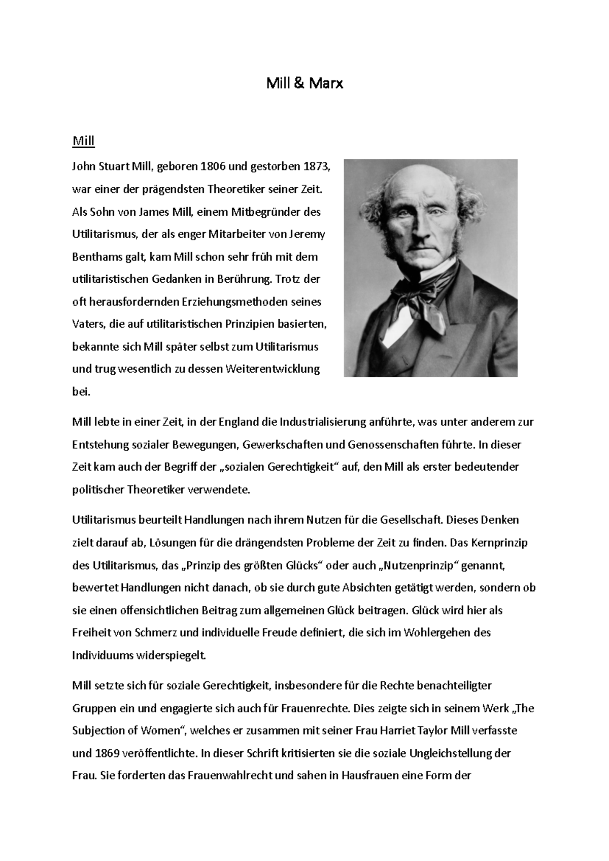 07. Mill und Marx - Zusammenfassung Politische Theorie - Grundlagen ...
