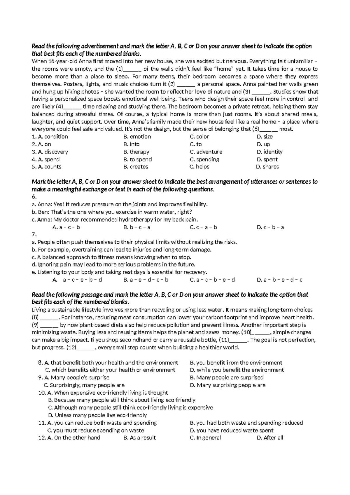 Grade 11 English Test: Reading Comprehension & Analysis - Studocu