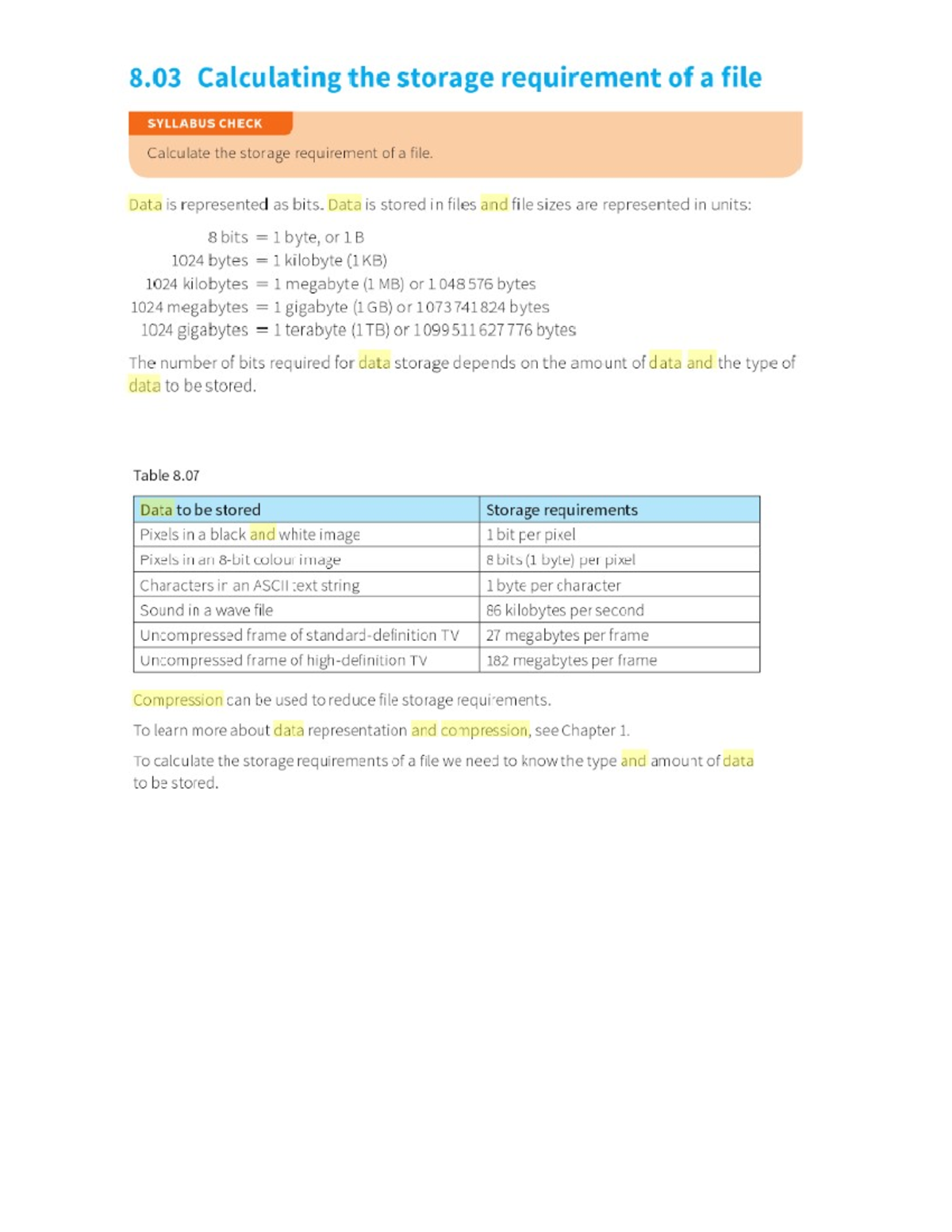 8.03 Calculating File Size Requirements for Data Storage - Studocu