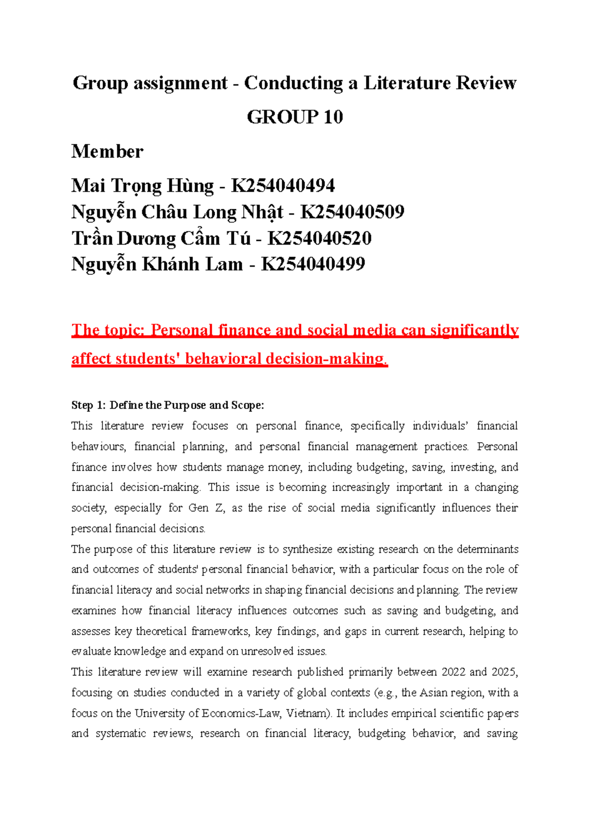 Group 10 Literature Review: Personal Finance & Social Media Impact ...