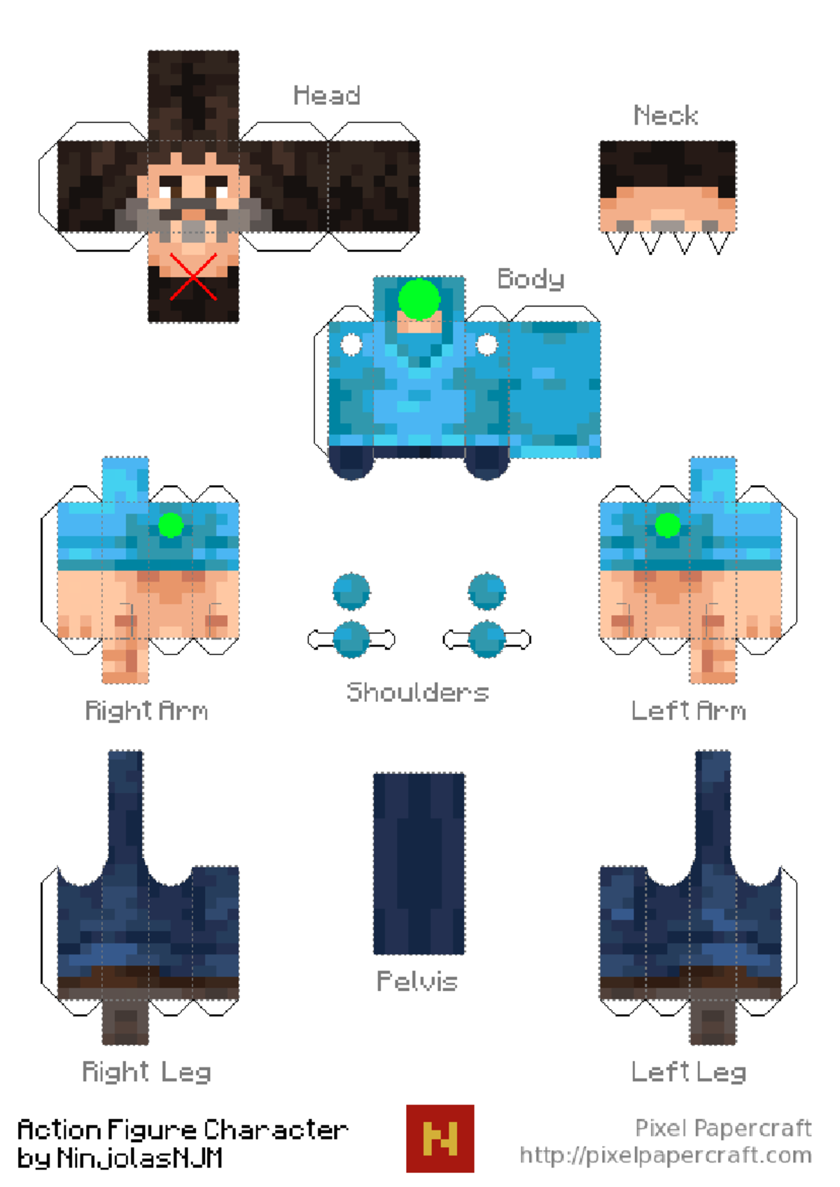 Minecraft Action Figure - lenguaje - Head Neck Body Shoulders Right Arm ...