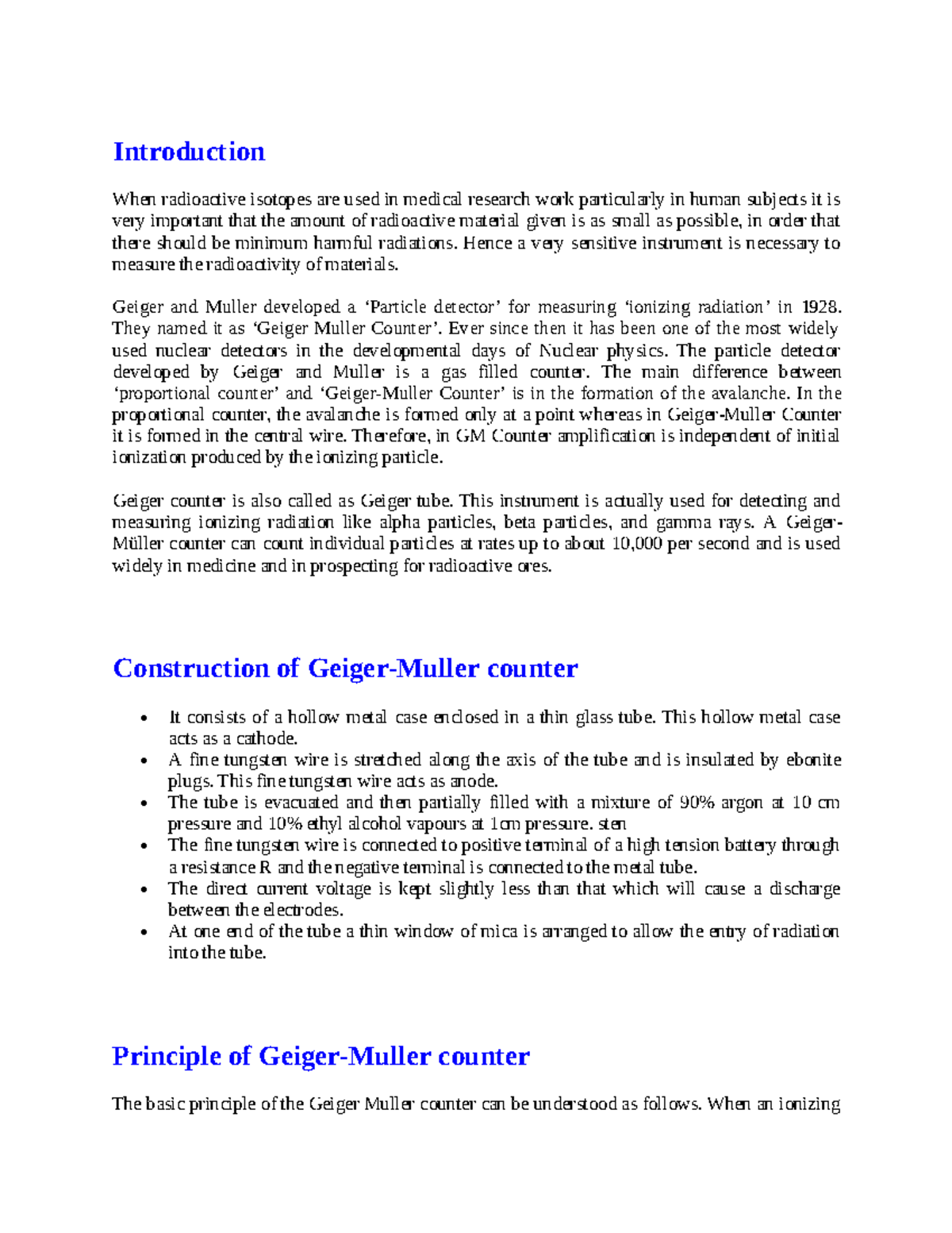 Geiger Muller Counter: Principles, Construction, and Applications - Studocu