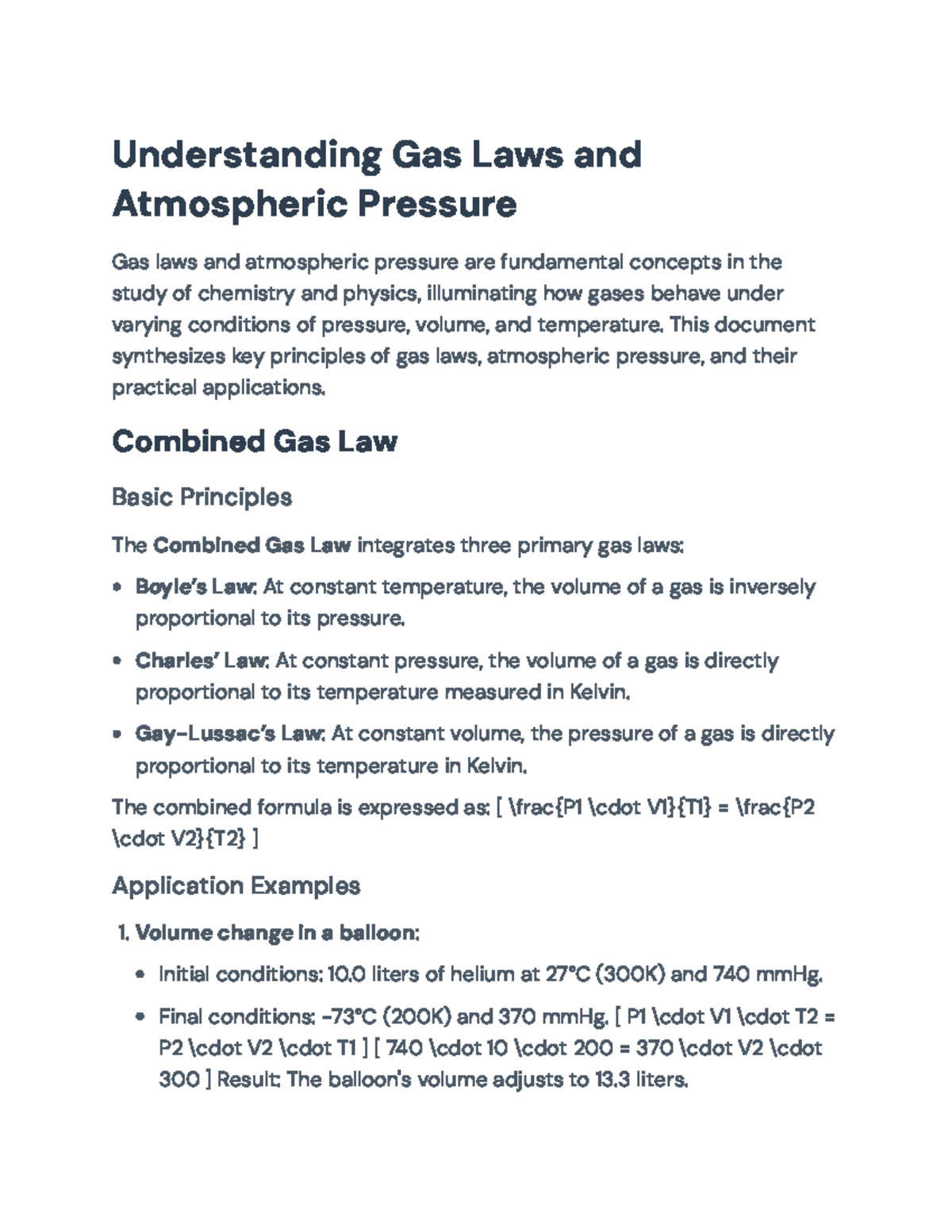 Understanding Gas Laws and Atmospheric Pressure - Chemistry 101 Notes ...