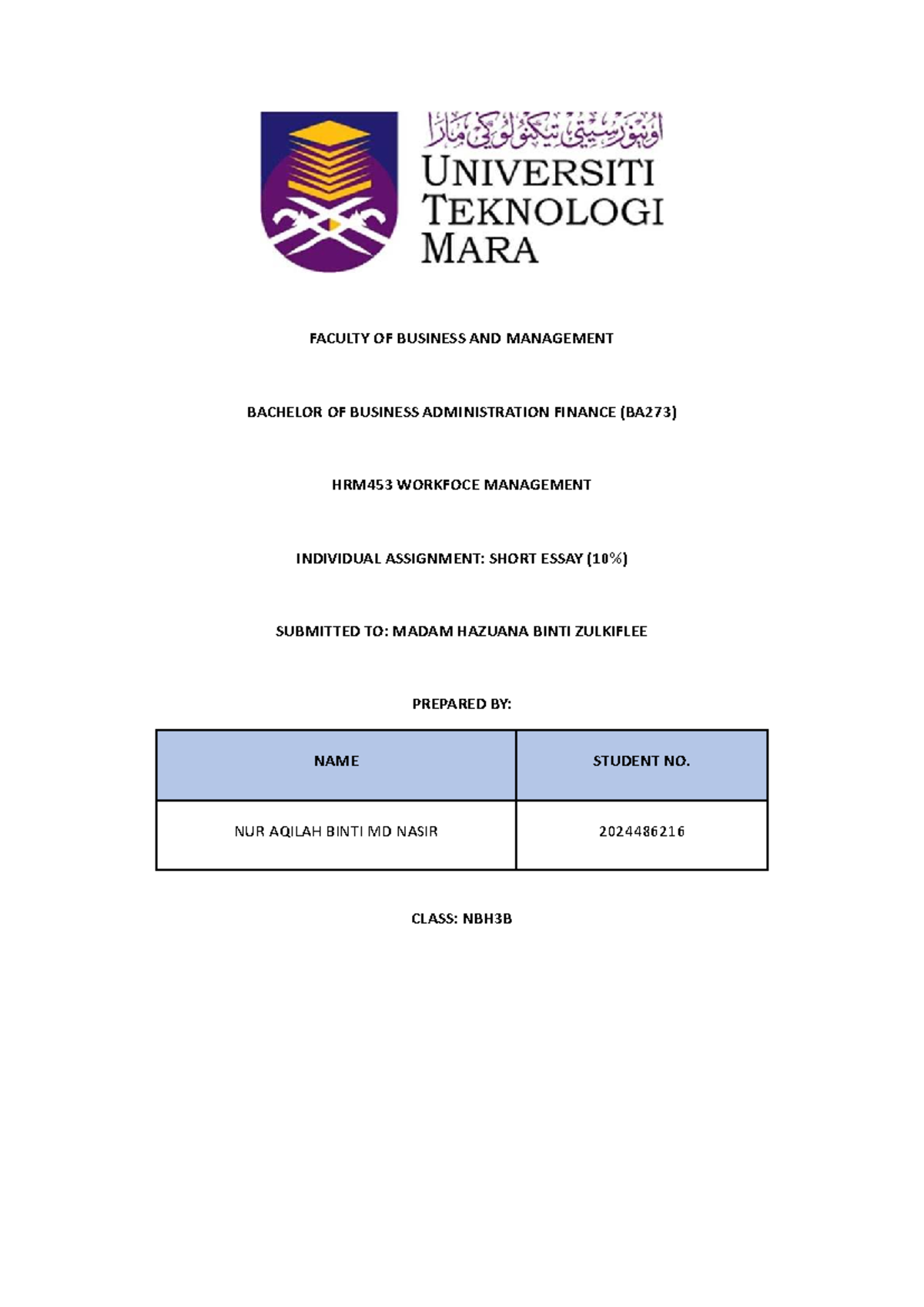 HRM453 Short Essay: Personal Development Goals & Career Aspirations ...