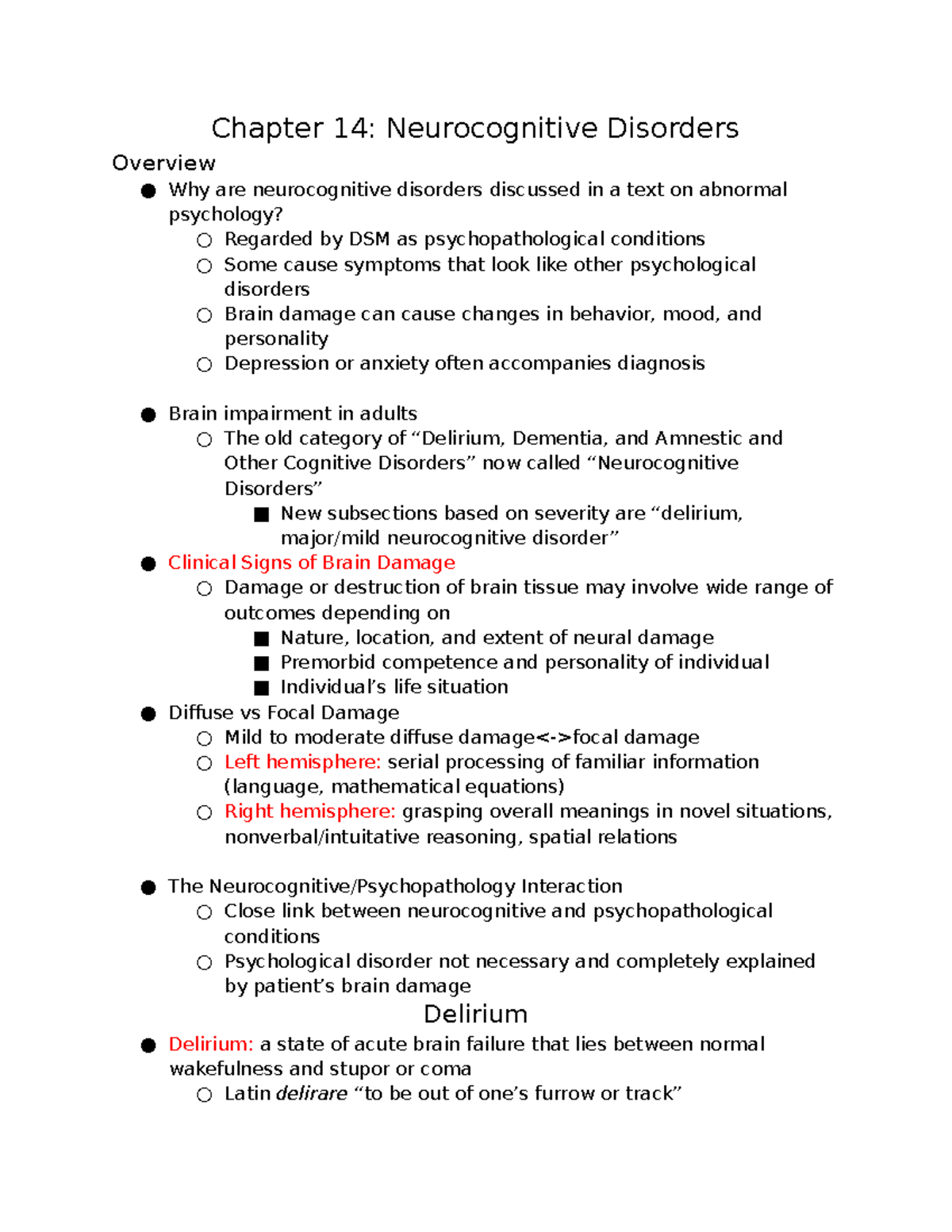 Chapter 14 Neurocognitive Disorders - Chapter 14: Neurocognitive ...