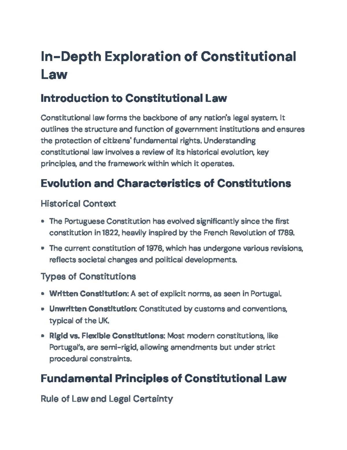 Constitutional Law Overview: Key Principles & the Portuguese ...