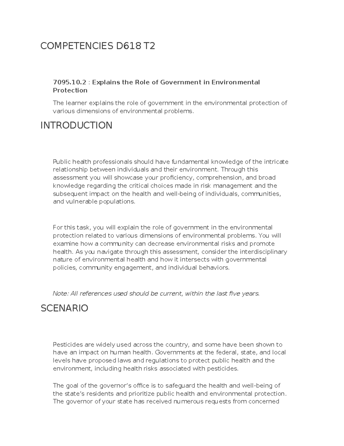 D618 T2 7095.10.2: Government's Role in Environmental Protection - Studocu