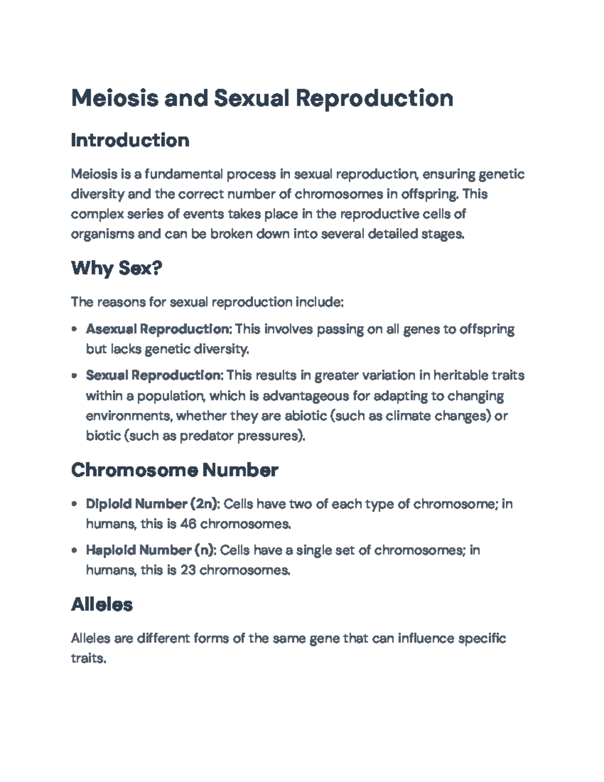 Meiosis Overview and Its Role in Sexual Reproduction and Genetic ...