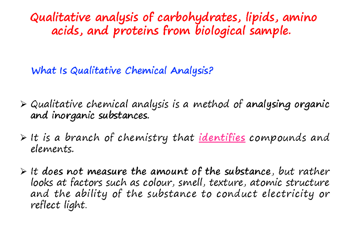 Qualitative Analysis of Carbohydrates, Lipids, and Proteins - Carb ...