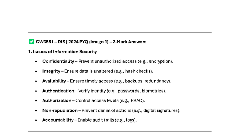 Dis 2m - dis 2m notes - CW3551 – DIS | 2024 PYQ (Image 1) – 2 - Mark ...